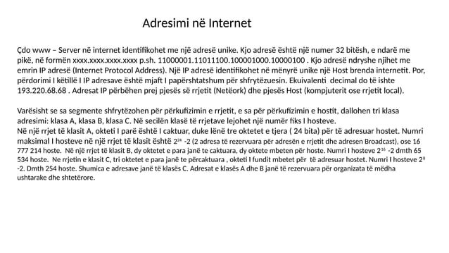INTERNETI.pptx sherbimet e internetit int | PPT