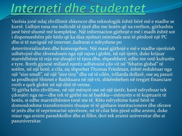 Interneti dhe studentet | PPTX