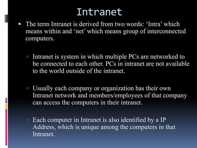Internet, Intranet & Extranet & IP and MAC | PPT