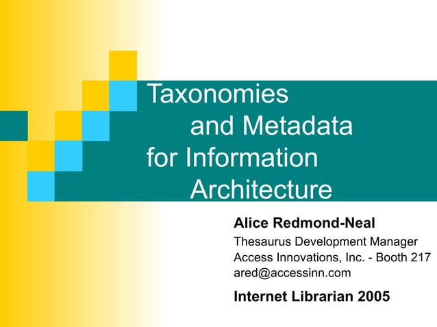 Taxonomies and Metadata in Information Architecture | PPT