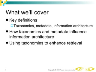 Taxonomies and Metadata in Information Architecture | PPT