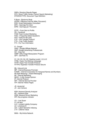 Internet marketing acronyms | PDF