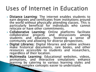 Internet, Meaning, Concept, Types and uses of internet in education.pptx