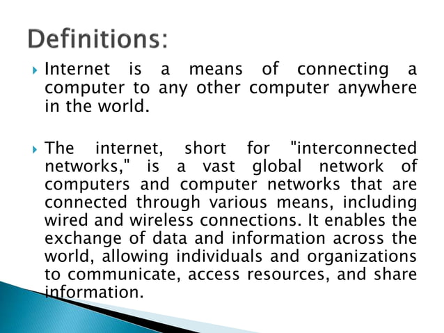 Internet, Meaning, Concept, Types and uses of internet in education.pptx