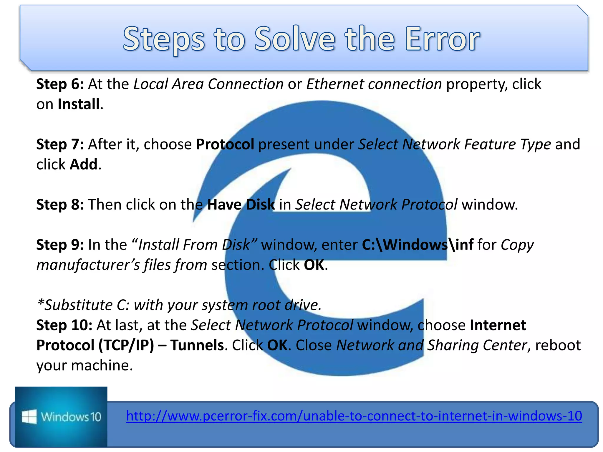 Internet not connected in windows 10 | PPT