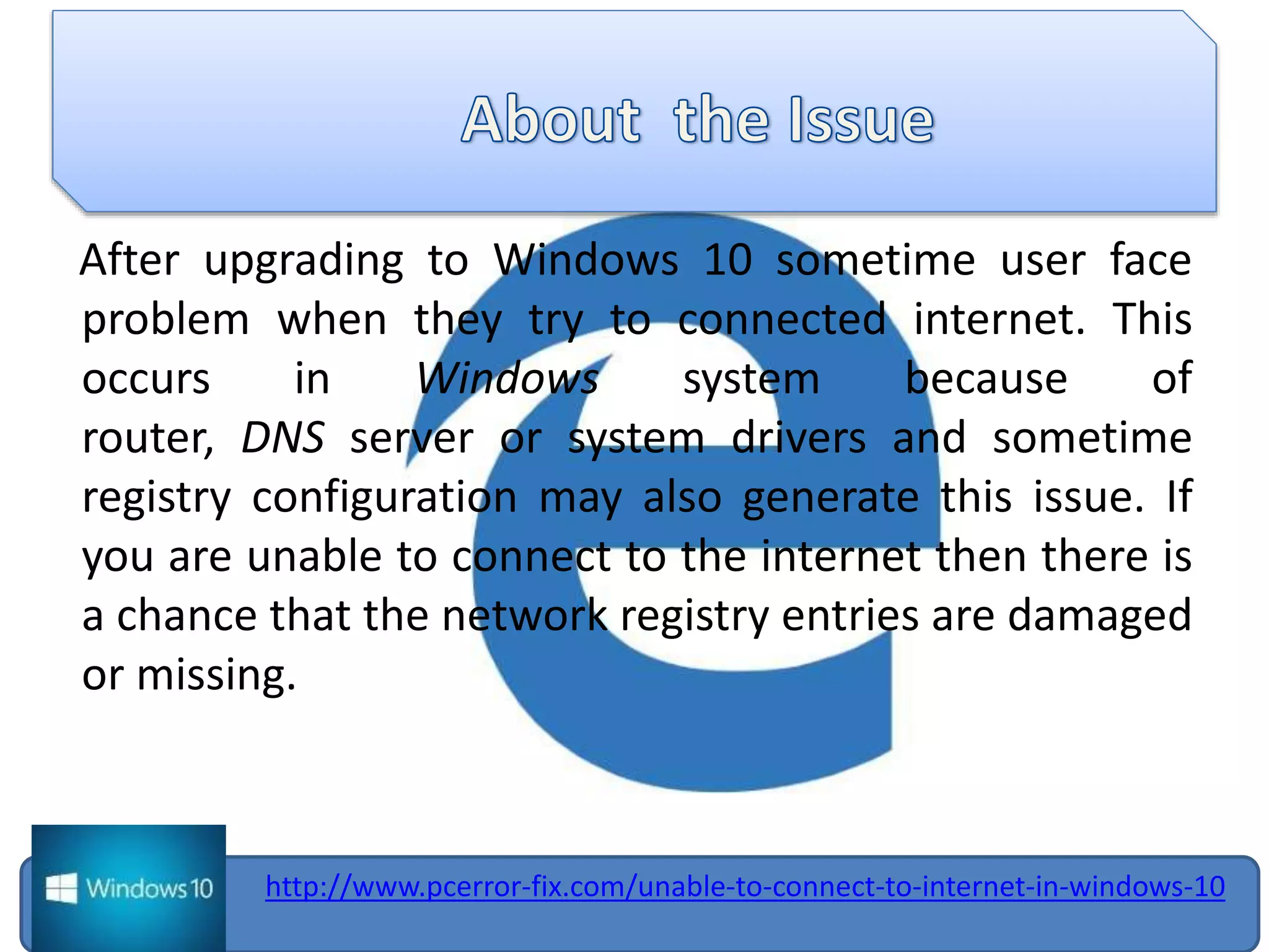 Internet not connected in windows 10 | PPT