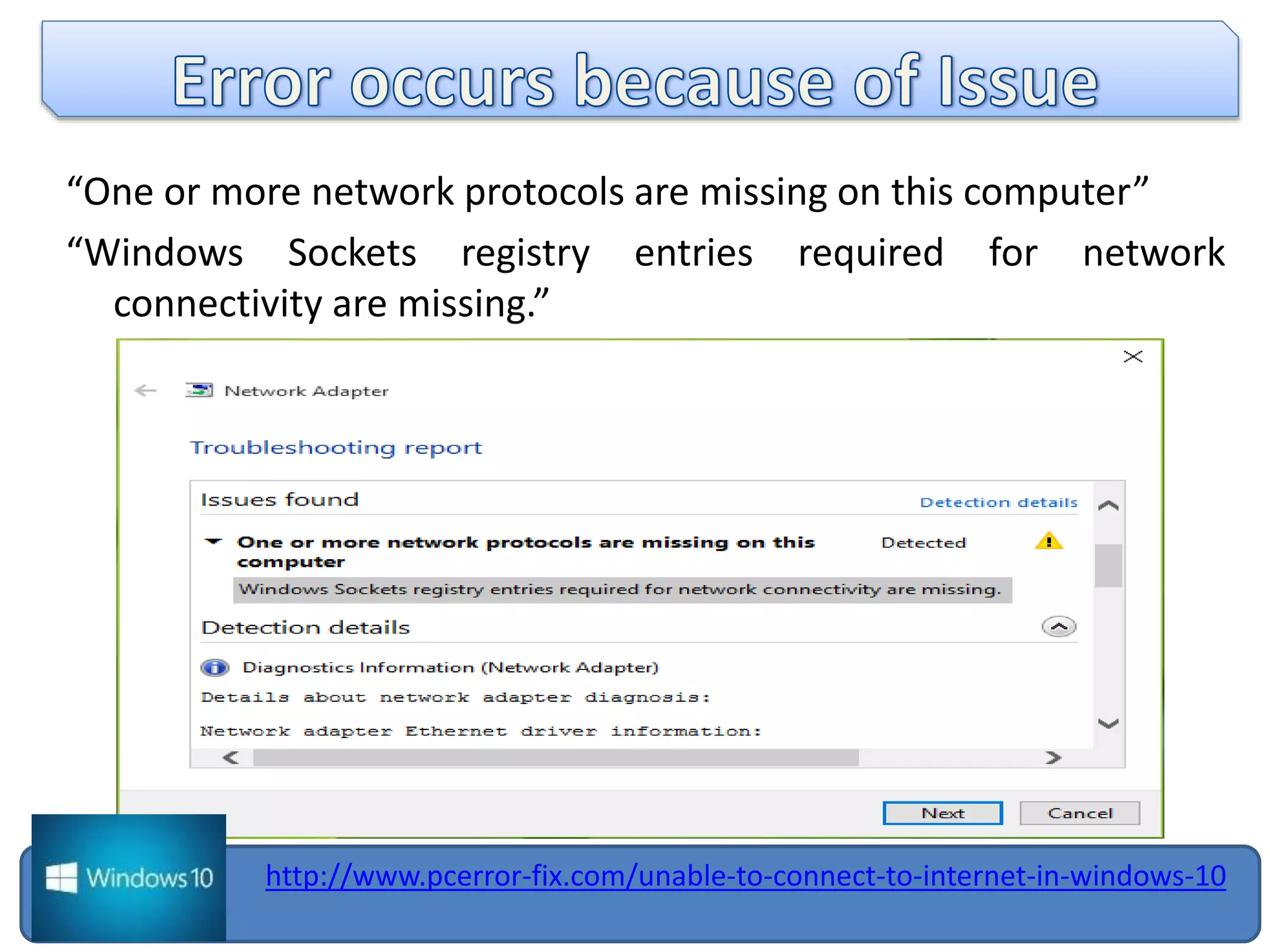 Internet not connected in windows 10 | PPT