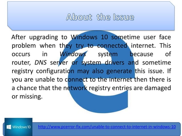 Internet not connected in windows 10 | PPT