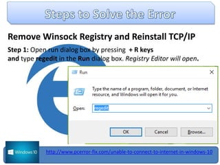 Internet not connected in windows 10 | PPT