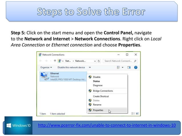 Internet not connected in windows 10 | PPT