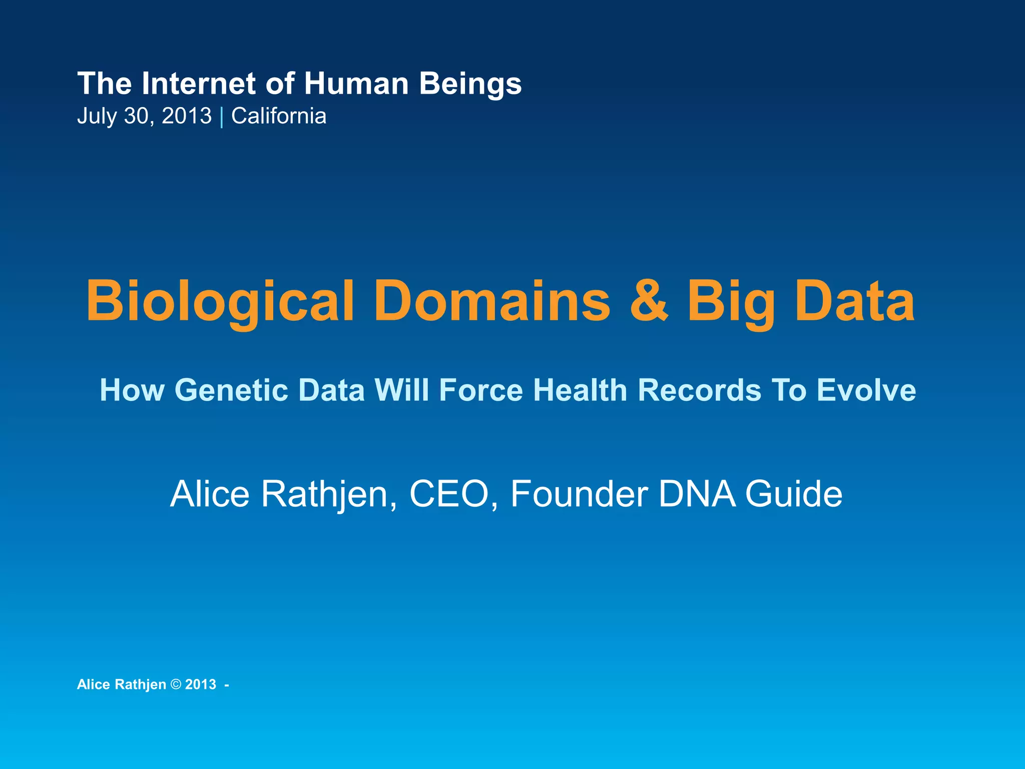 Biological Domains - The Internet of Human Beings as the New Big Data | PDF