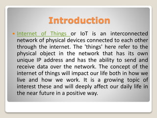 Internet of Things(IoT) - Introduction and Research Areas for Thesis | PPTX