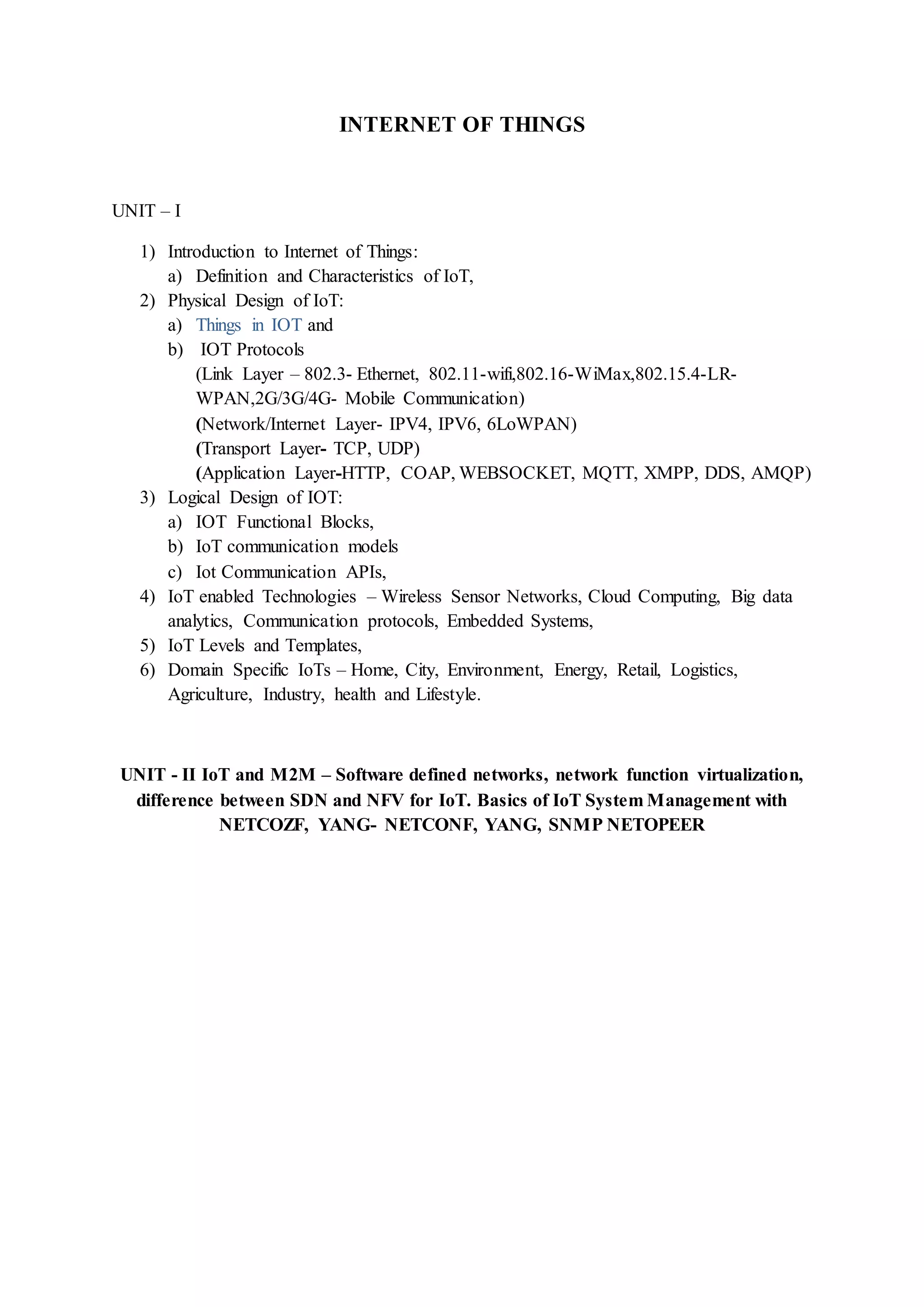 Internet of things unit-1 | DOCX