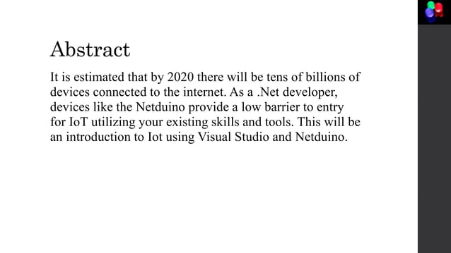 Intro to the Internet of Things using Netduino | PPT