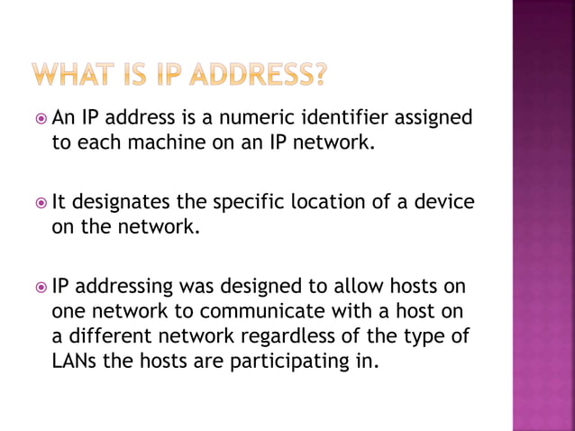 Internet protocol address ip address presentation | PPT