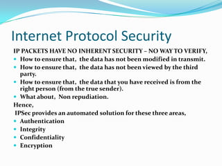 Internet protocol security | PPT