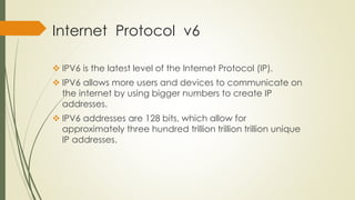 Internet protocol, version 6 (i pv6) | PPT