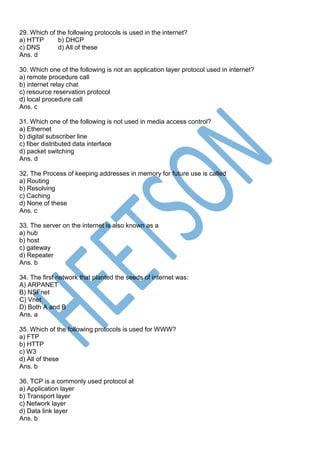 Internet MCQ (Web Technology Questions and Answers) | PDF