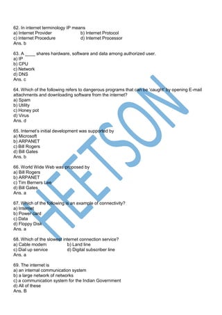 Internet MCQ (Web Technology Questions and Answers) | PDF
