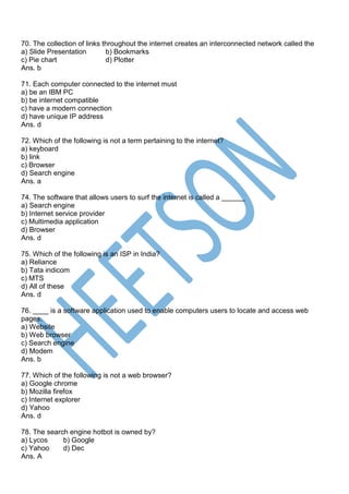 Internet MCQ (Web Technology Questions and Answers) | PDF