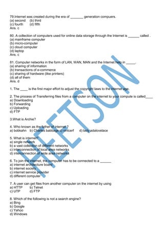 Internet MCQ (Web Technology Questions and Answers) | PDF