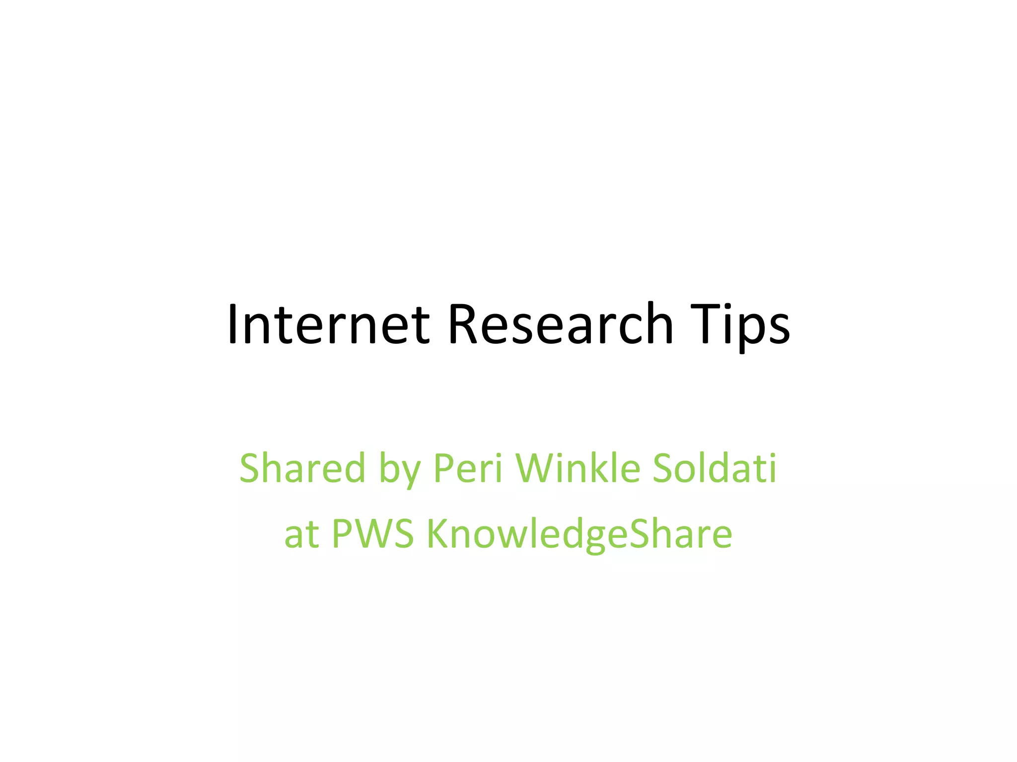 Internet Research Tips | PPT