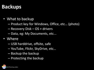 Internet and PC safety - for CIS PTA - 19 Jan 2011 | PPTX | Operating ...