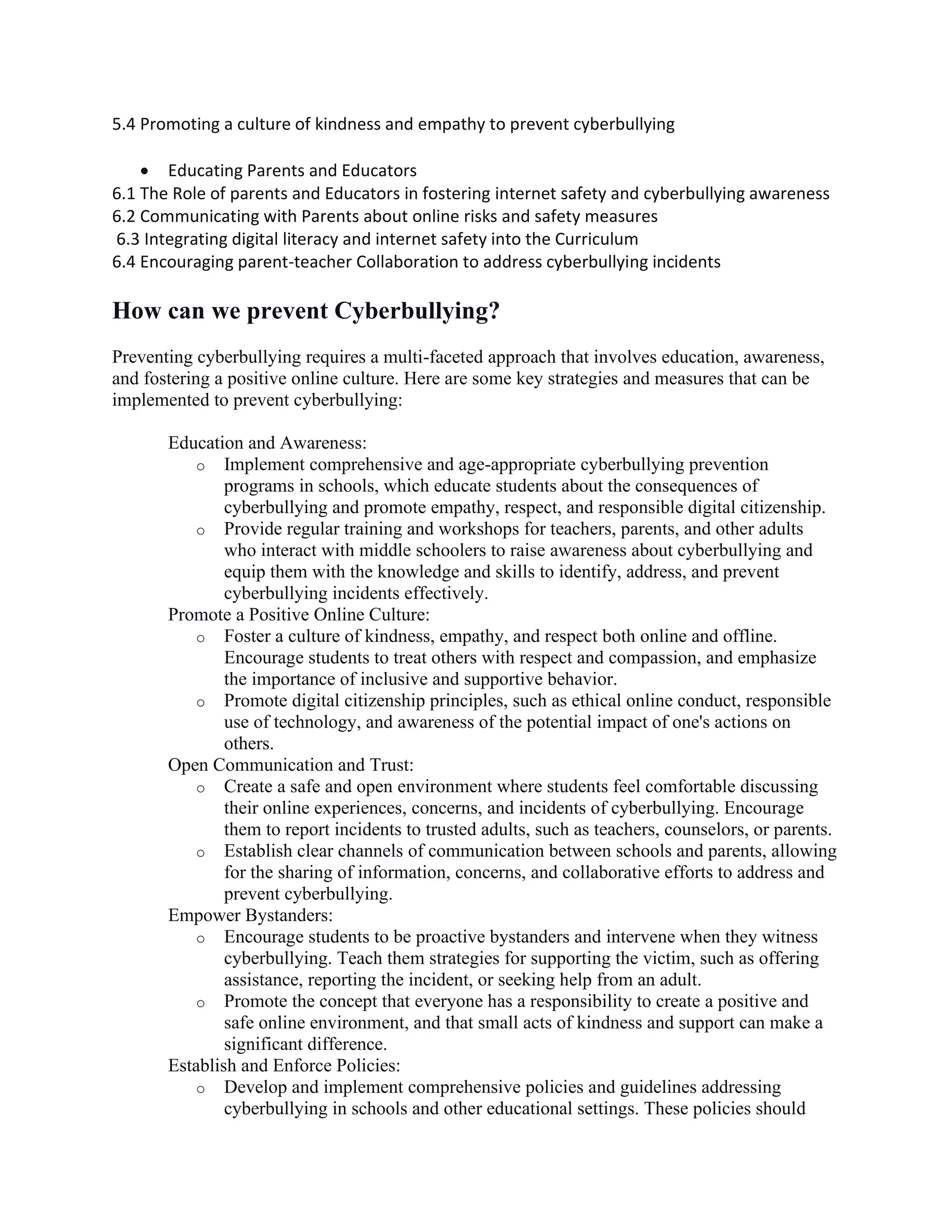 Internet Safety and Cyberbullying Awareness for Middle Schoolers. | PDF