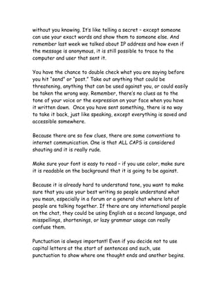 Internet Safety Lesson Plan 2 | DOC
