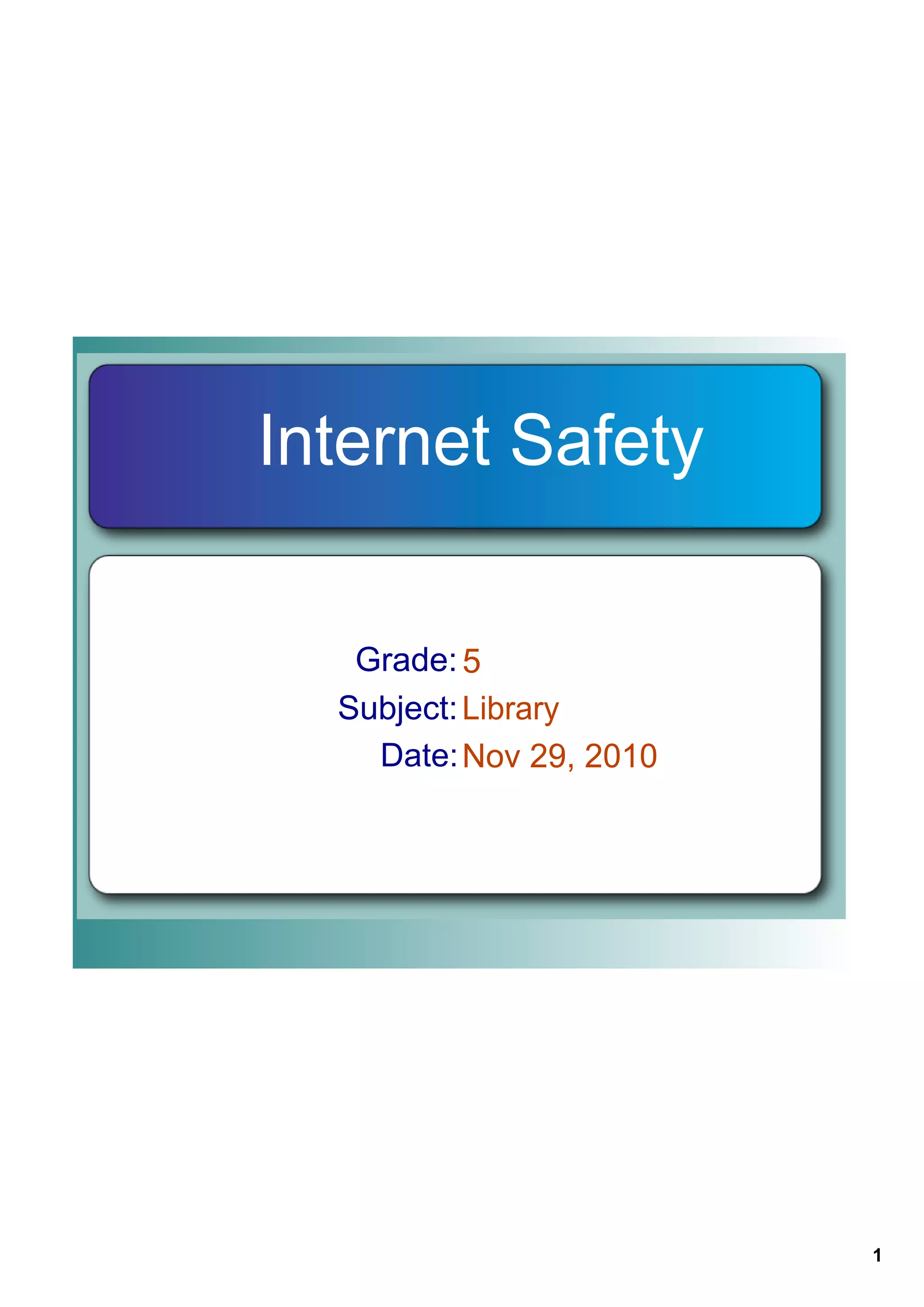 Internet Safety Lesson Quiz | PDF