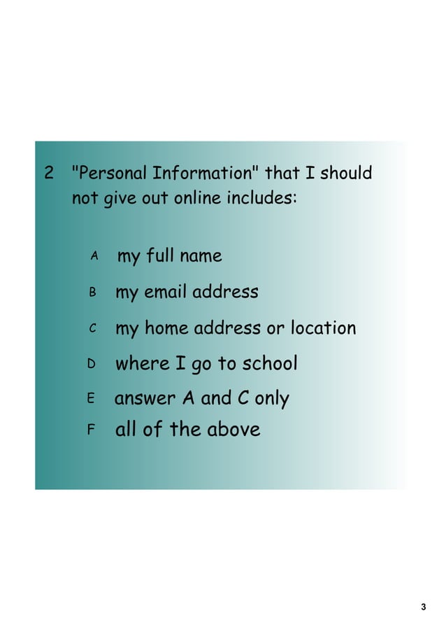 Internet Safety Lesson Quiz | PDF