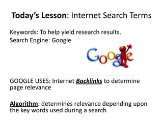 Lesson on Internet Search Terms | PPT