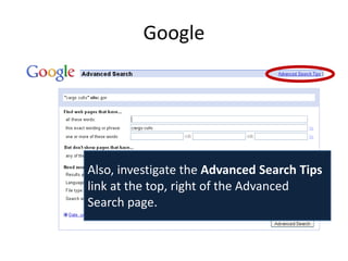 Internet Search Tips featuring Google | PDF | Search | Internet
