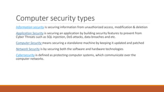 INTERNETSECURITY with the different threats | PPT