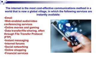 PPT On INTERNET | PPTX | Computer Networking | Computing