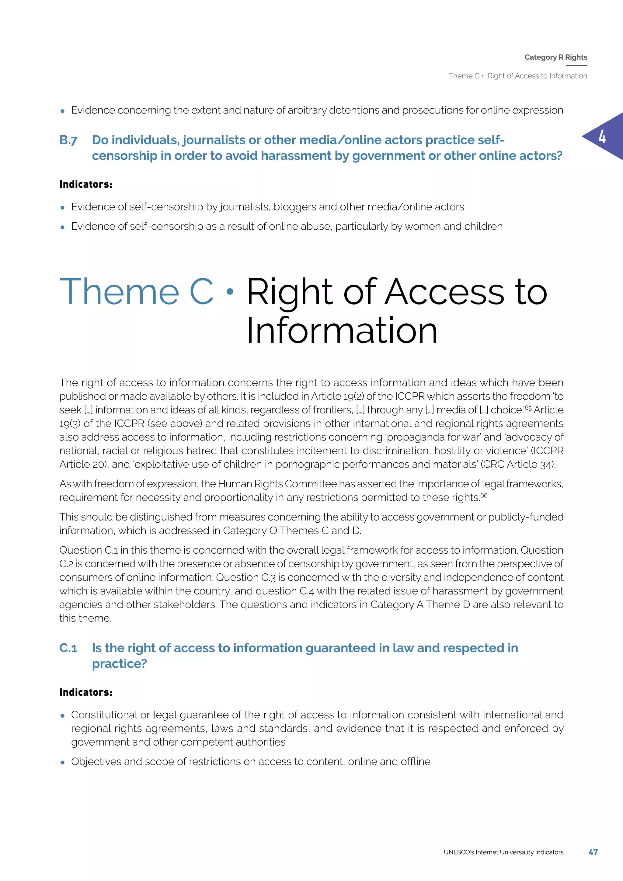 UNESCO’S INTERNET UNIVERSALITY INDICATORS: A Framework for Assessing ...