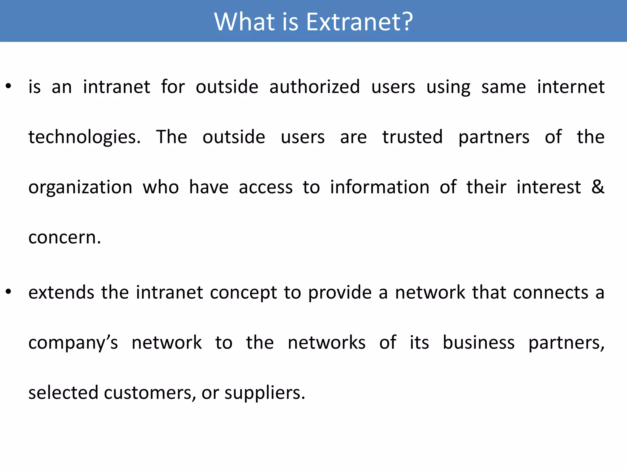 Internet vs intranet vs extranet | PPTX | Computer Networking | Computing