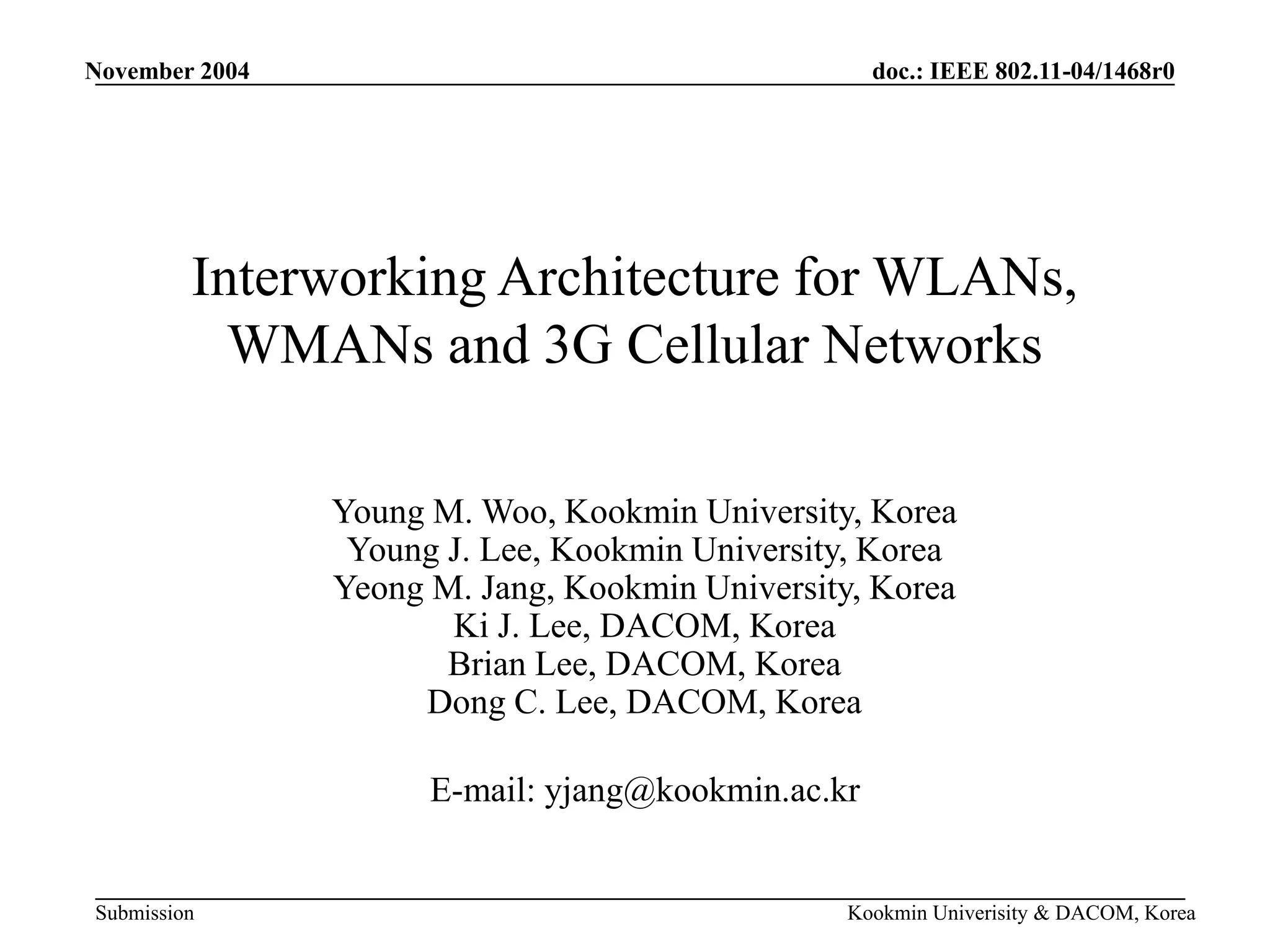 INTERNETWORKING BETWEEN WLANS AND WWANS.ppt | Computer Networking | Computing