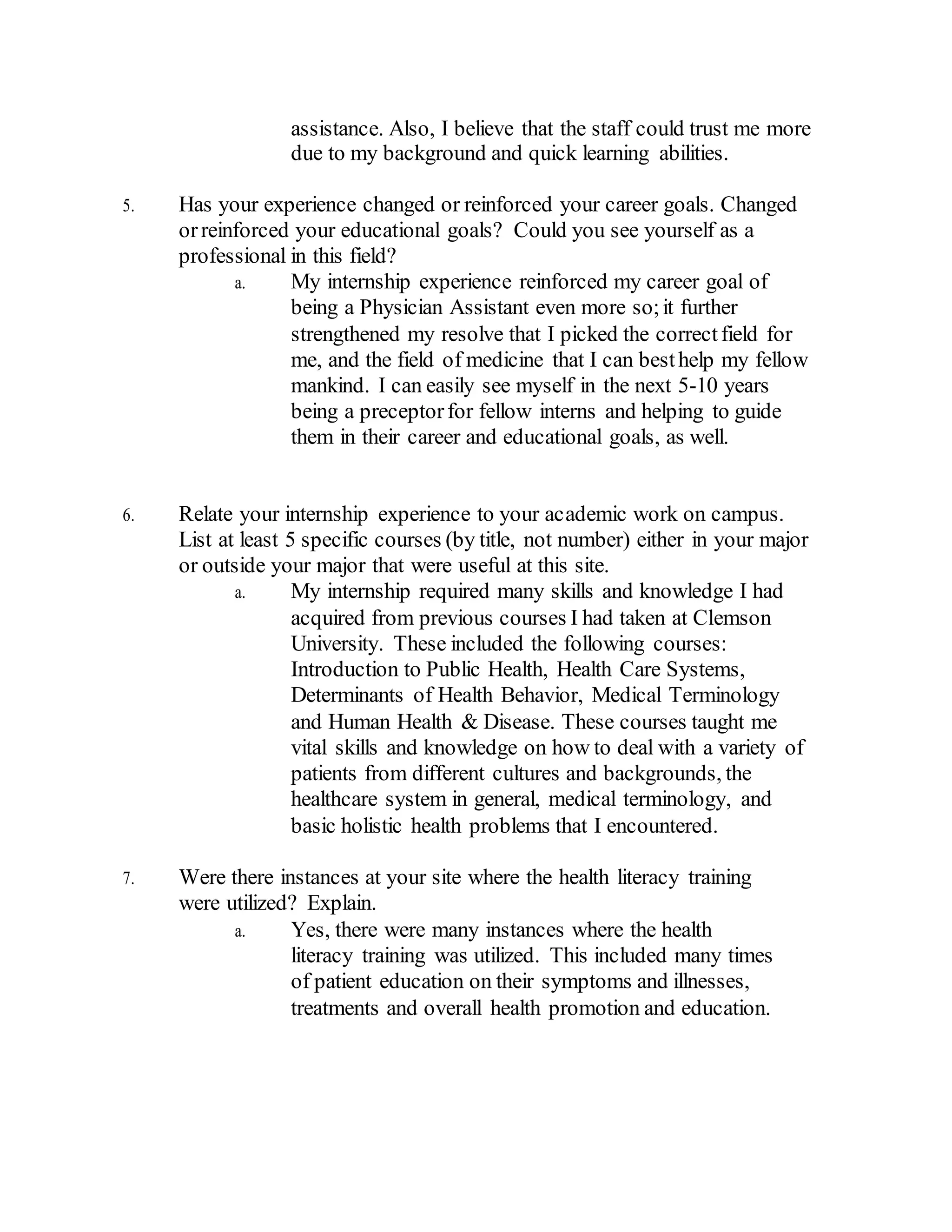 Internship Reflection | DOCX