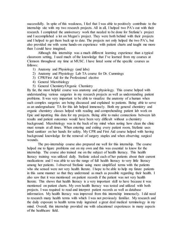 Intern final evaluation | DOCX | Surgery | Medical Health