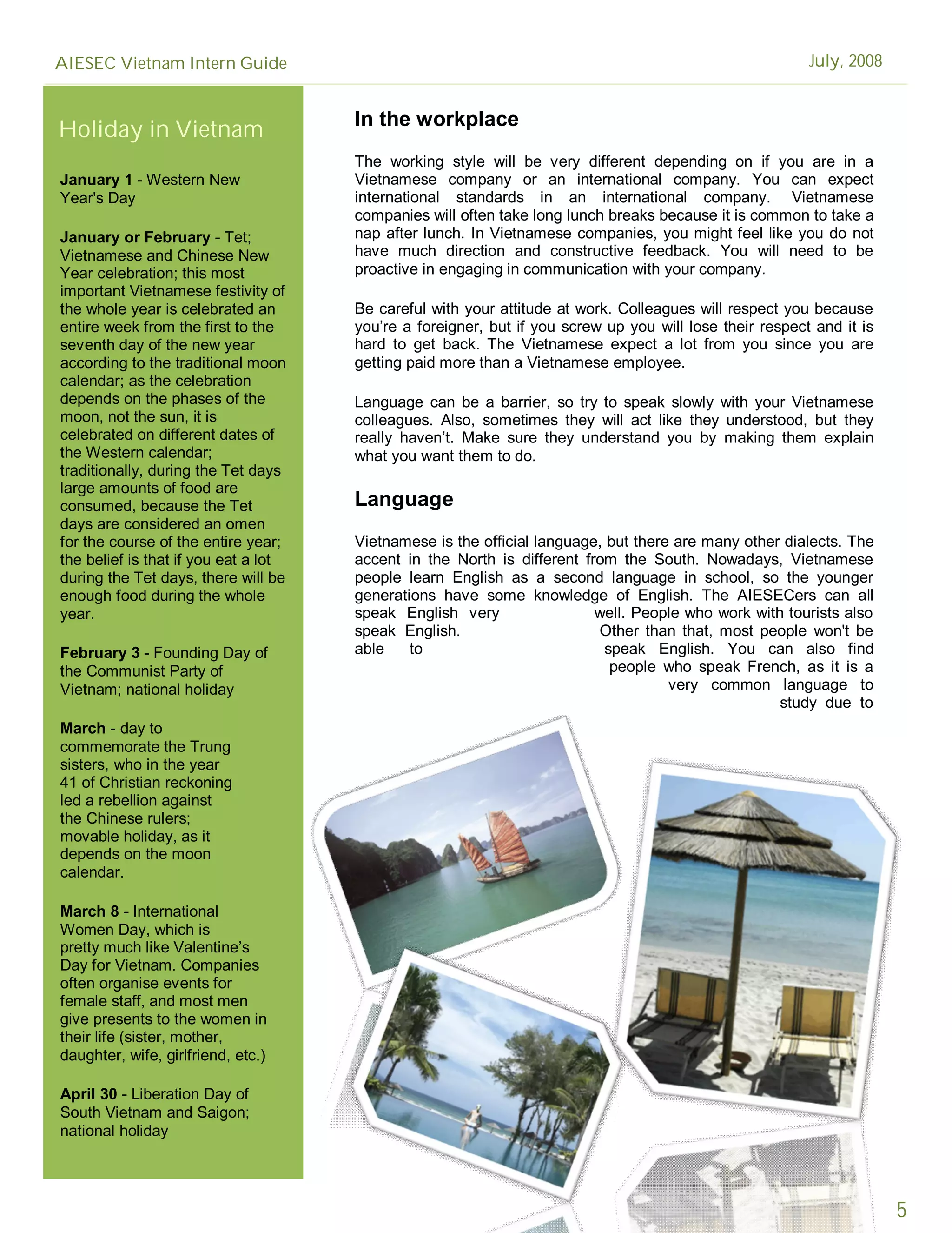 AIESEC Vietnam_Reception Booklet | PDF | Asia Travel | Travel Locations