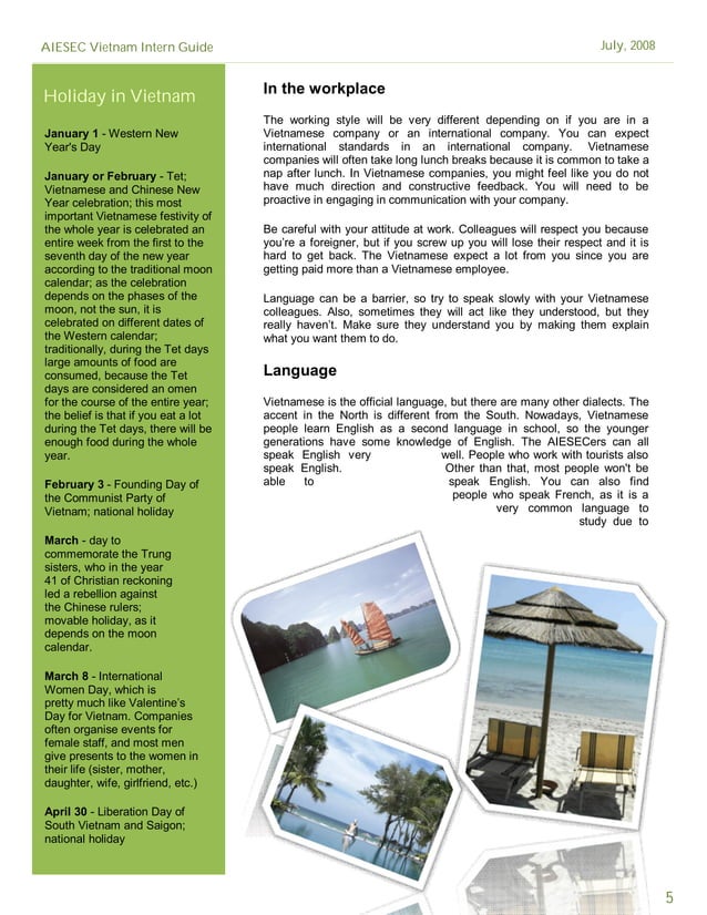 AIESEC Vietnam_Reception Booklet | PDF | Asia Travel | Travel Locations
