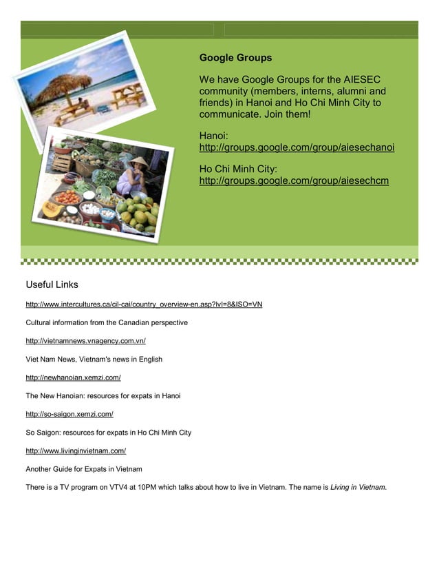 AIESEC Vietnam_Reception Booklet | PDF | Asia Travel | Travel Locations