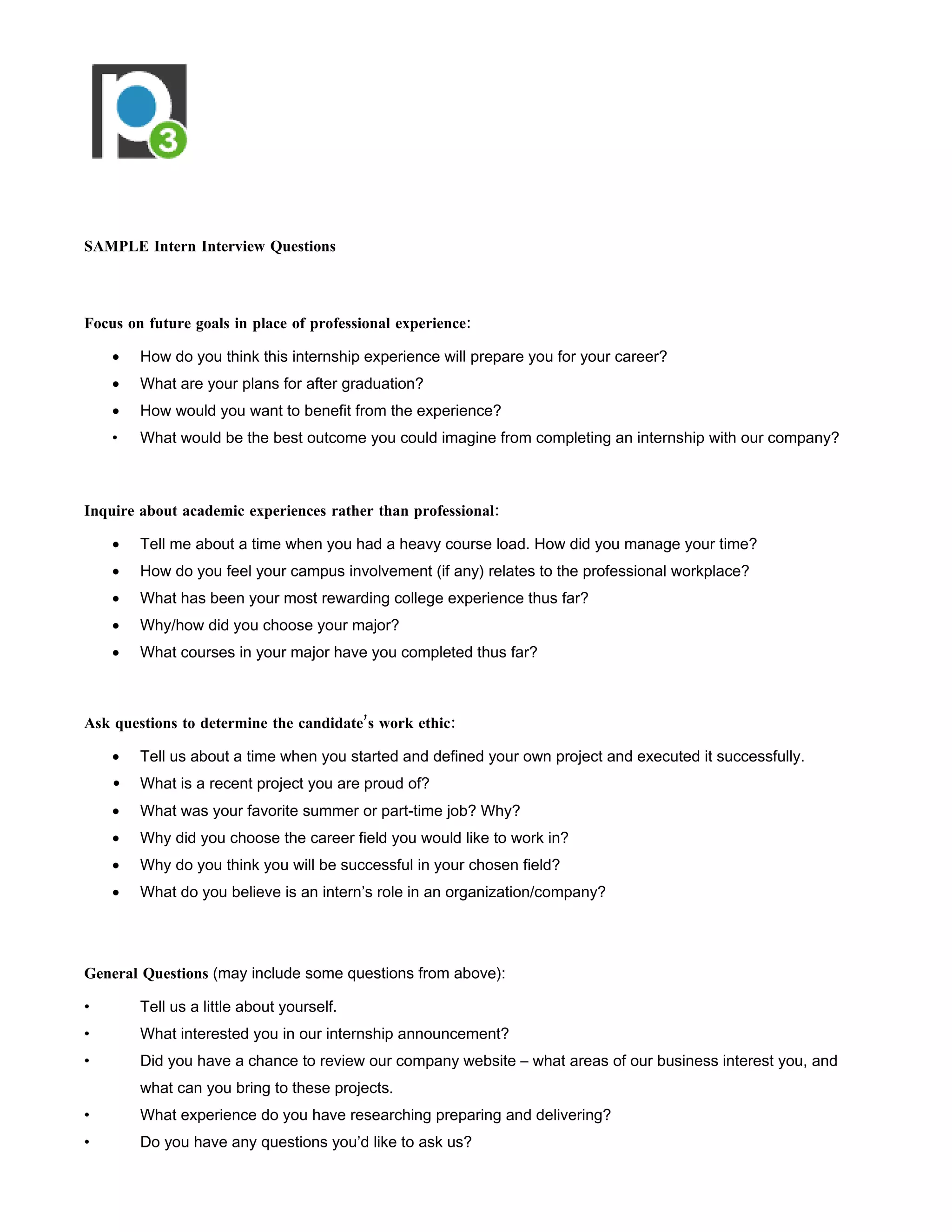 Intern Interview Questions | DOC