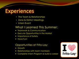 Frito Lay Intern Recap | PPTX