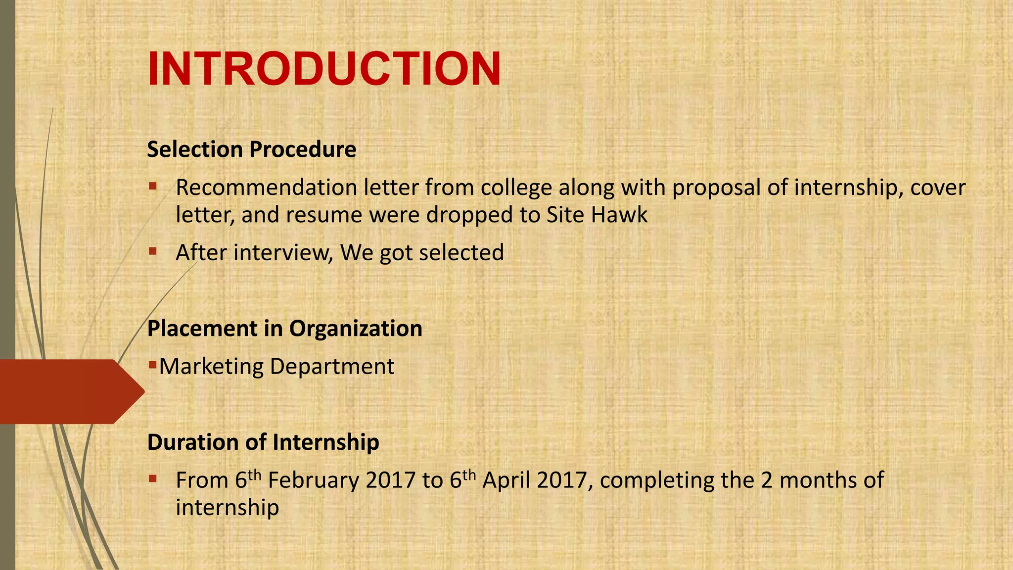 Internship Presentation | PPTX