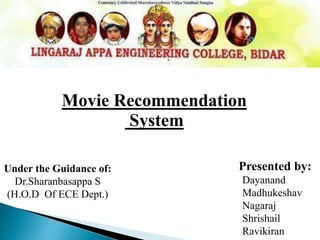 Movie recommendation system using mlInternship.pptx | Computer Software and Applications | Computing