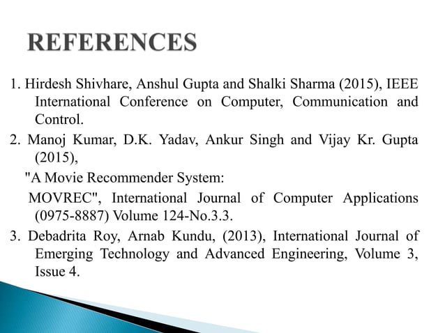 Movie recommendation system using mlInternship.pptx | Computer Software and Applications | Computing