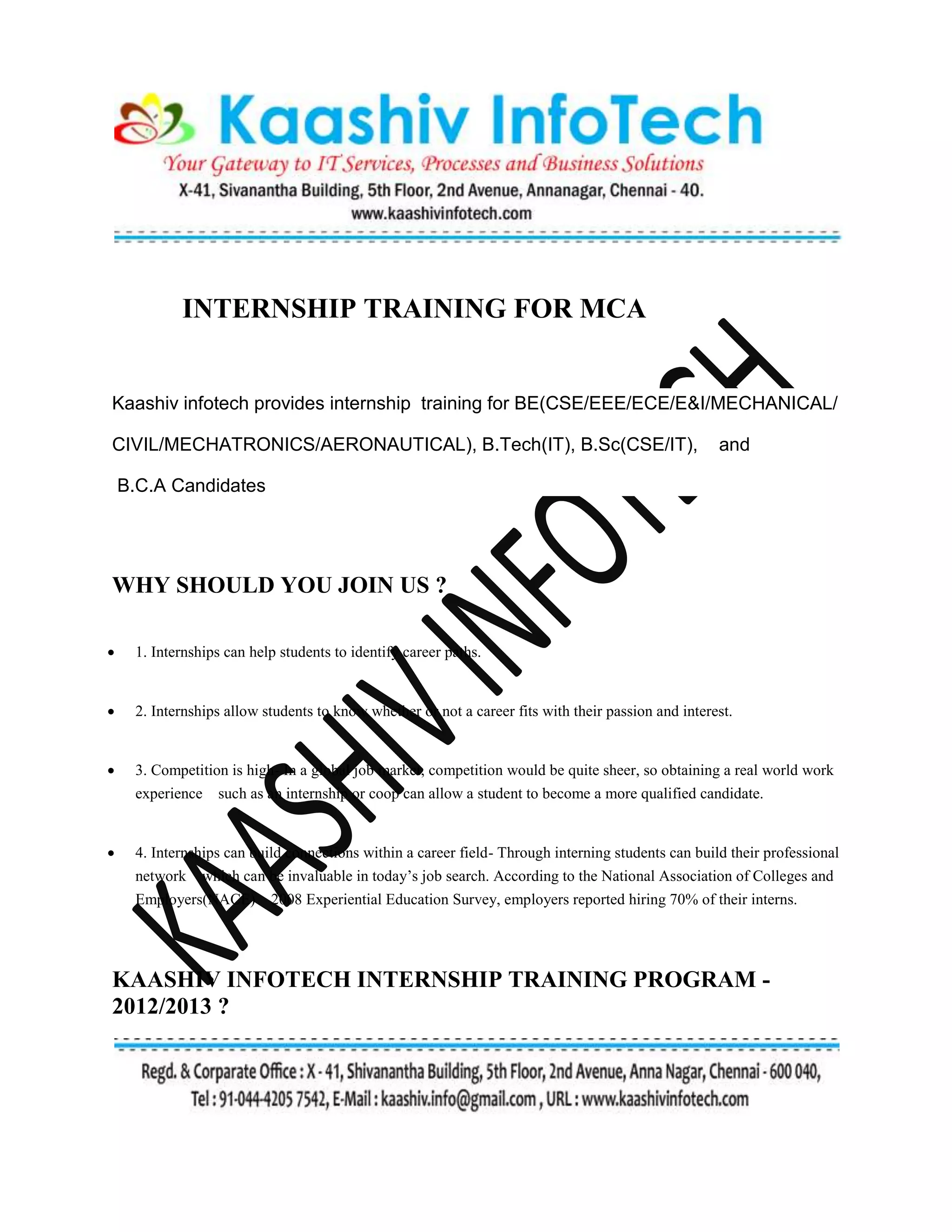 Internship in-chennai-for-mca-web-application | PDF