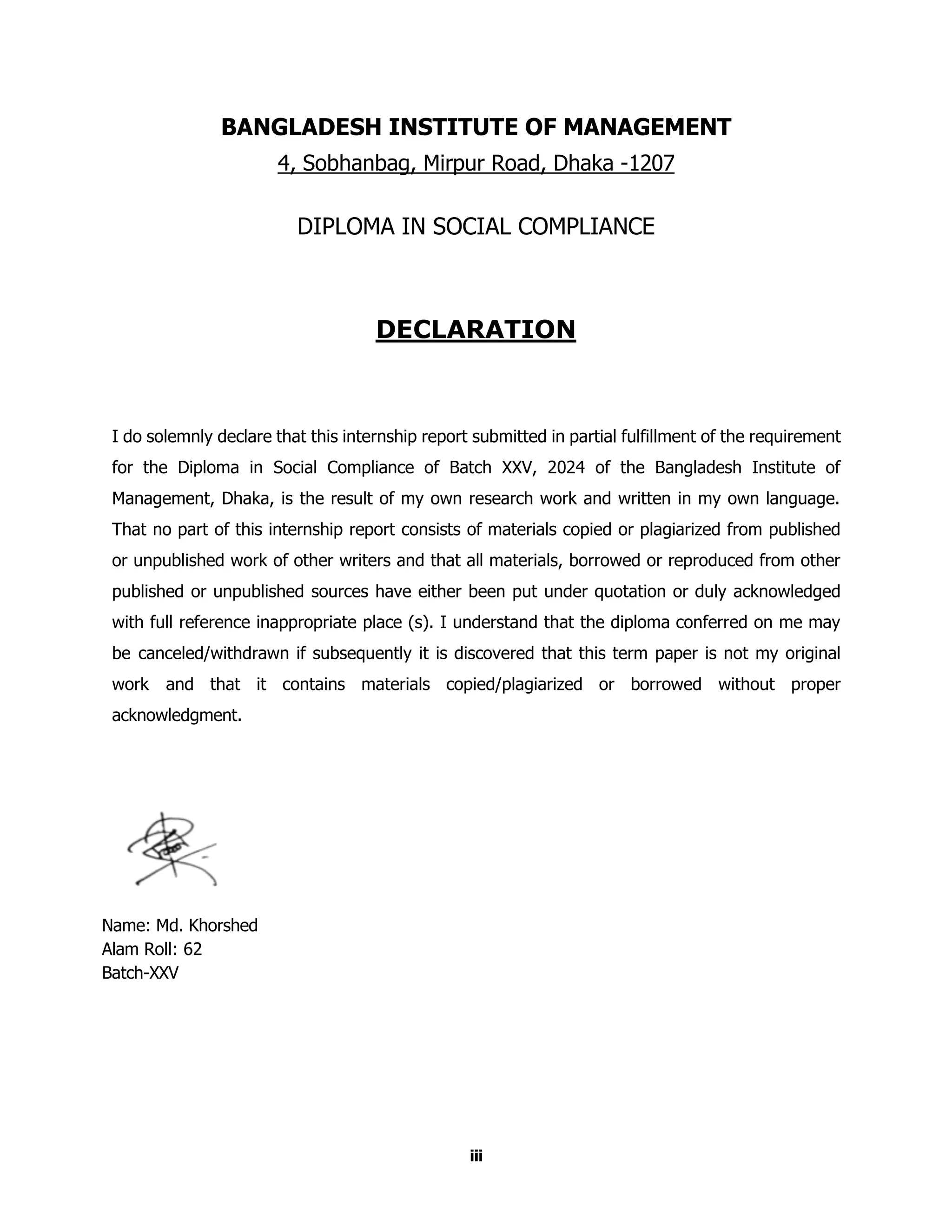 Internship Assignment of Bangladesh Institute of | PDF